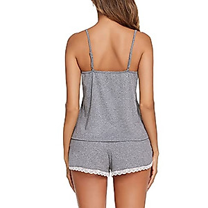 Ekouaer Pajama Set for Women V Neck Cami and Shorts Lace Trim Nighties Nightwear Soft Casual Wear Gift for Her