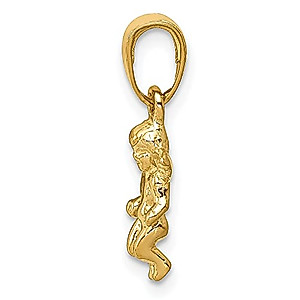 IceCarats 14K Yellow Gold Small Guardian Angel Necklace Protect Us Cherub Pendant Religious Charm 19mm x 9mm Only