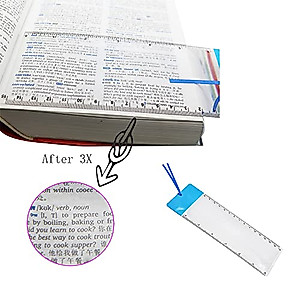 Bookmark Ruler Magnifying Glass, 6PCS Magnifying Glass Ruler, 3X Magnifying Glass, for Reading Small Fonts, Maps and Books