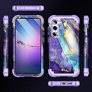 Rancase Compatible with Galaxy S23 5G Case,[2 Tempered Glass Screen Protector + 2 Camera Lens Protector ] Three Layer Heavy Duty Shockproof Protection Cover Case for Samsung Galaxy S23,Purple