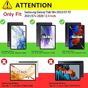 ZtotopCases for Galaxy Tab S7 FE 5G/S8 Plus/S7 Plus 12.4" Tablet Case, Premium PU Leather Folding Stand Cover with Pen Holder & Multi-Viewing Angles for Samsung Tab S7 FE 2021/S8+ 2022/S7+ 2020, Black