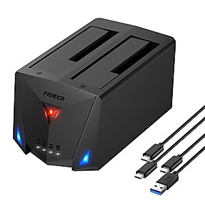 FIDECO USB 3.2 Gen 1 to Hard Drive Docking Station, Hard Drive Dock for 2.5 or 3.5 inch SATA I/II/III HDD SSD with Hard Drive Duplicator/Offline Clone Function and 2 USB Cables, Support UASP