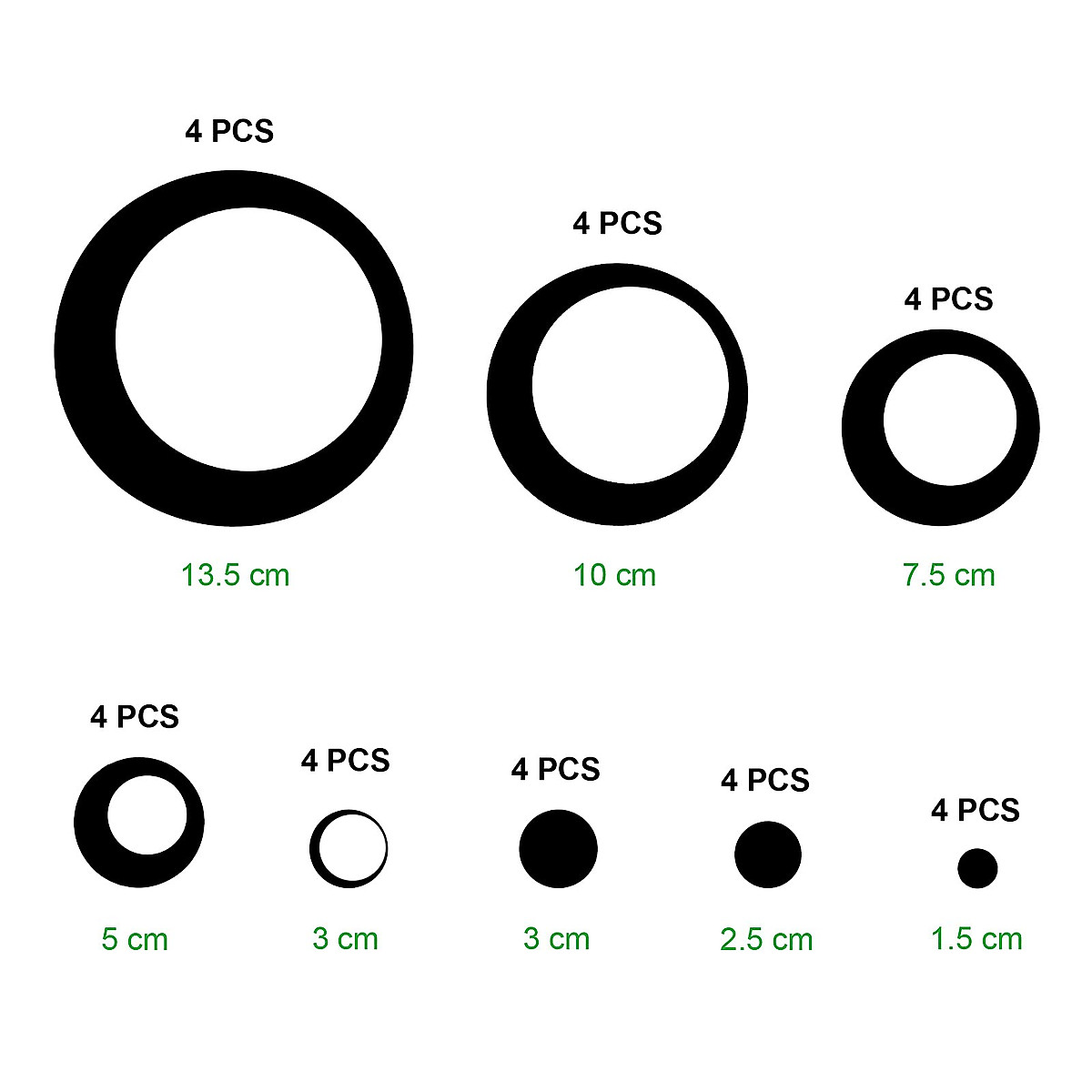 32 Pieces Removable Circle Wall Mirror Sticker Round Decal Acrylic Setting for Home Living Room Bedroom Decor, 1.5-13.5 cm(Silver)