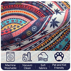 Round Washable Rug,4ft Washable Round Rug Round Entryway Rug Non-Slip Soft Washable Rug Round Circle Pile Rug for Dining Room Table(4'x4',Multicolor)