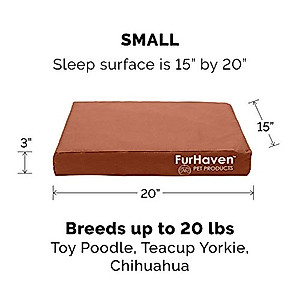 Furhaven Pet Bed for Dogs and Cats - Water-Resistant Indoor-Outdoor Logo Print Oxford Mattress Cooling Gel Foam Dog Bed, Removable Cover - Chestnut, Small