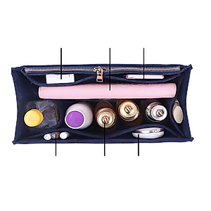 SMART DK Purse Insert Organizer for dior book tote Large Bag Insert Premium Purse Felt Insert Multiple Pockets (Blue, Large)