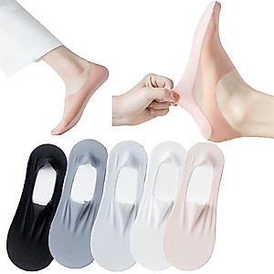 ANIDL 5 Pairs Invisible Ice Silk Breathable Socks,No Show Socks Womens Ultra Low Cut Liner Socks Non Slip Hidden for Flats Boat (Multicolor-2)