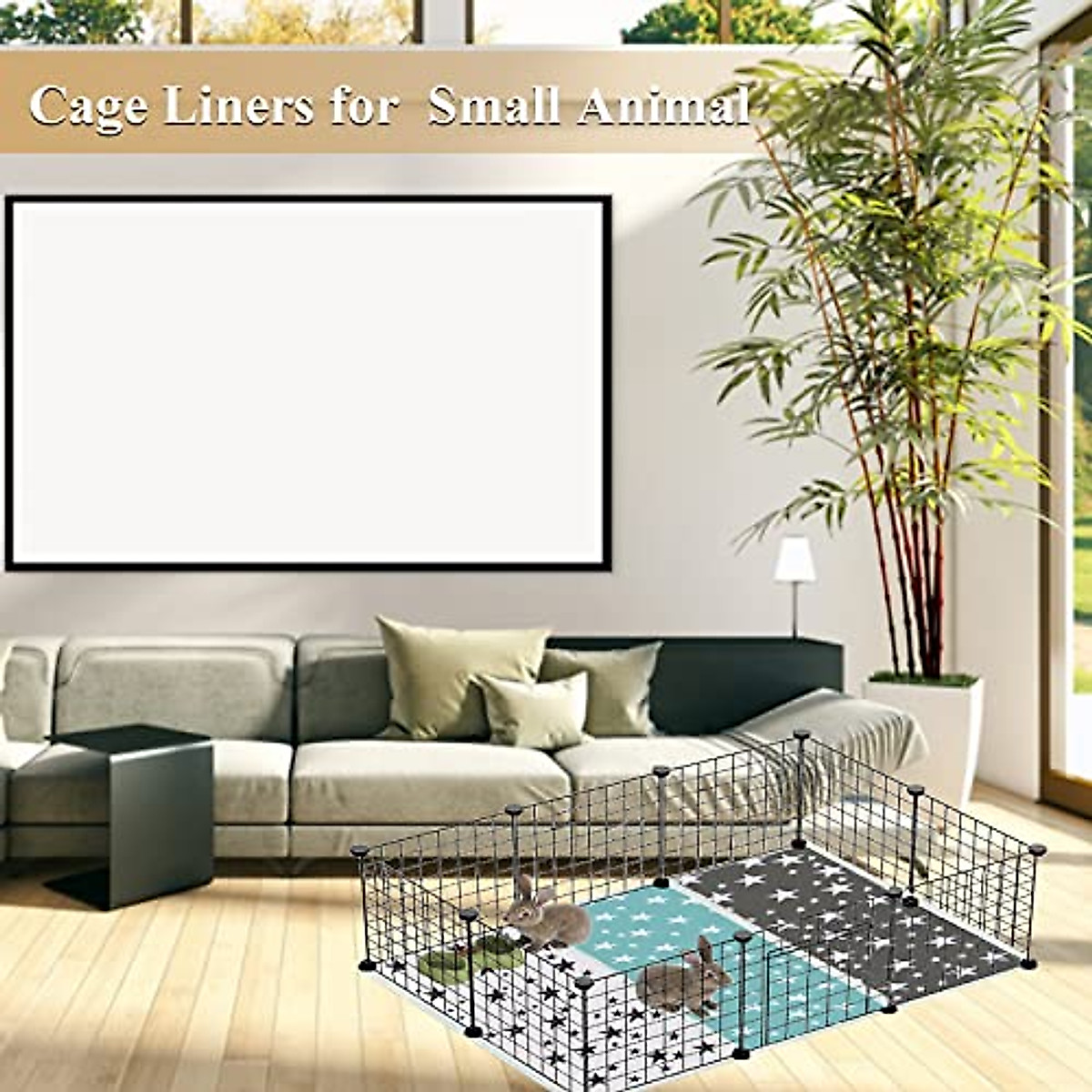 RUNANIA Guinea Pig Cage Liners, 3 Pack Washable & Reusable Guinea Pig Pee Pads for Rabbits Rats Hamsters Hedgehogs Small Animals