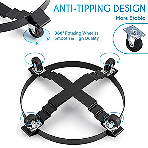 55 Gallon and 30 Gallon Drum Dolly Heavy Duty 24 Inch Plant Caddy with Wheels Swivel Casters Wheel Steel Frame Multi Purpose Dolly Cart Non Tipping Hand Truck Capacity 1000 Pound Barrel Dolly Black