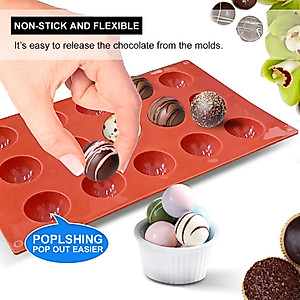 Small 15-Cavity Semi Circular Silicone Mold, 2 Packs Half Sphere Silicone Baking Molds for Making Jelly, Chocolates and Cake