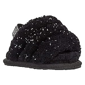 UGG Baby Girls I Fluff Yeah Metallic Sparkle Slipper, Black, 2-3 Infant