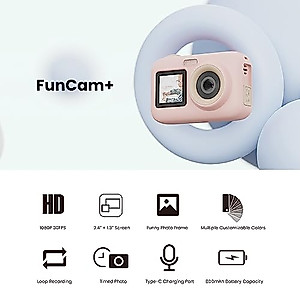 XIXIAN 1080P Digital Camera Kids Camera 12MP HD Children Digital Video Camera Kids Selfie Camera for Boys And Girls 2.4-inch LCD Screen Dual Lenses Birthday Gift Festival Gift Great Gift for Childeren