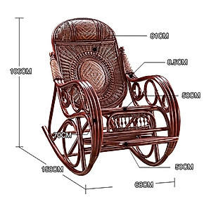 QXWJ Outdoor Wicker Rocking Chair,Rattan Nap Armchair Ergonomic Design,Comfortable and Breathable Living Room Balcony Sun Lounger,Patio Rocker Chair for Poolside,Garden,Backyard,Strong and Sturdy