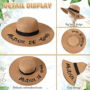 7 Pcs Bride and Bridesmaid Sun Hat Bulk Women Hat Foldable Floppy Sun Hat for Bachelorette Party Gift Honeymoon (Cute Style) White, Beige