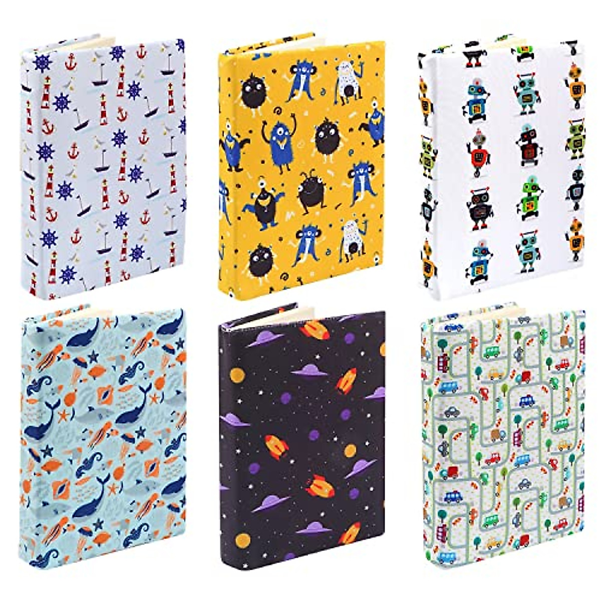 Pink Carousel Fabric Book Covers with Ribbon Bookmarks. Stretchable, Washable, Reusable Book Protectors for Medium to Large Hard Cover Schoolbooks and Textbooks. Fit Books 6" X 9" - 9” X 11."