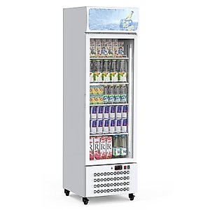Towallmark Commercial Display Refrigerator, 11.3 Cu.Ft. Beverage Refrigerator Display Fridge, Upright Glass Door Merchandiser Fridge Beverage Cooler with LED Light, Adjustable Shelves