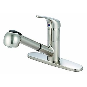 Olympia Faucets K-5030 ELITE Single Handle Kitchen Pull-Out Faucet PVD Brushed Nickel Finish
