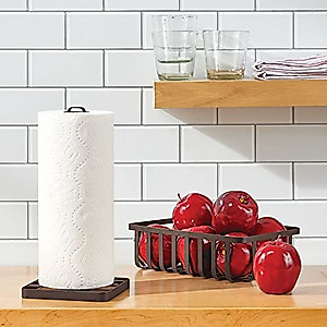 mDesign Farmhouse Metal Kitchen Storage Organizer Basket Bin - For Kitchen Cabinets or Pantry - Store Fruit, Snacks, Cereal, Baking Supplies, Pastas, Packets - Bronze