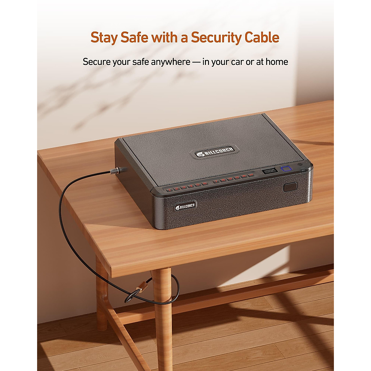 BILLCONCH Smart Gun Safe - Biometric Gun Safe for Pistols with Fingerprint/Full-digital Keypad/Key/Smartphone Lock, Quick-Access Pistol Safe for Beside Nightstand Handgun Safe with LCD/Voice Guide