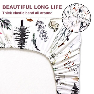 Crib Sheet Animals Fitted Standard Crib or Toddler Bed Soft Crib Sheet for Baby Boy Girl Woodland, 52' x 28' x 9' White