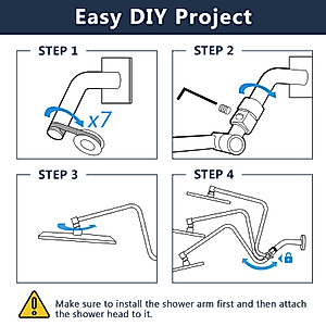 PDPBath Shower Extension Arm, 12" Upgrade Solid Brass Shower Head Shower Head Extender, Adjustable Height Extended with G1/2 Universal Connection for Large Vertical Rainfall Shower Head - Chrome