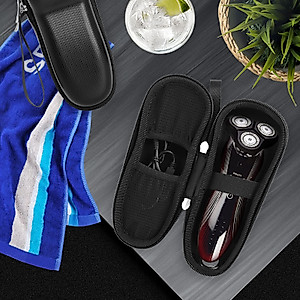 Joogee Travel Razor Case, Hard Case for Men's Shavers, Black Leather Organizer Carrying Bag