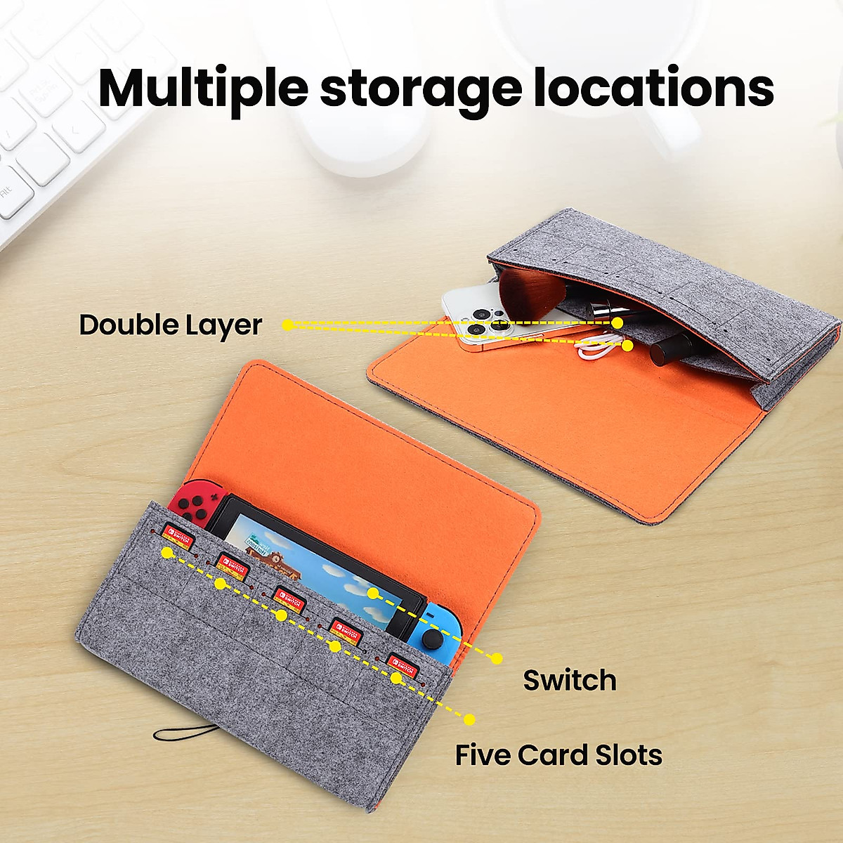 GFANSY Switch Carrying Case for Nintendo Switch OLED Model 2021 & Switch 2017, Hard Shell Portable Cover Storage Bag w/5 Game Card Slots for Nintendo Switch Console & Accessories