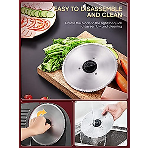 FOHERE Meat Slicer for Home Use, 200W Electric Deli Food Slicer with Removable Two 7.5” Blades, 0-15 Precise Thickness Knob Cut Deli Food, Meat Ham Bread Fruit, Include Food Carriage, Black