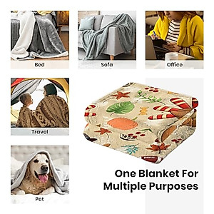 Thanksgiving Blanket Soft Throw Blanket Turkey Cozy Waarm Fleece Blanket Lightweight Bed Blanket for Women Men Kids All Season Blanket Office Home Sofa Travel Blanket 50"x60"