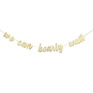 We Can Bearly Wait Banner - Teddy Bear Baby Shower Decorations, Decor for a Bear Themed Baby Shower, Smash Cake Props