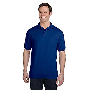 Hanes Men's Cotton-Blend EcoSmart® Jersey Polo with Pocket
