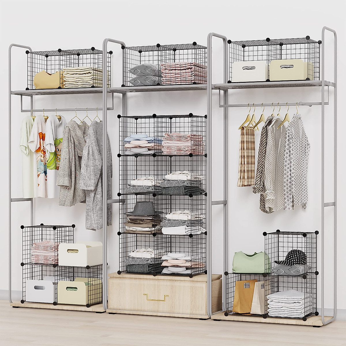 HOMIDEC Closet Organizers and Storage, 12 Storage Cubes, Wire Cube Storage DIY Room Storage Shelf for Garment Racks, Closet, Wardrobe