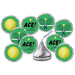 216 Sports Tennis Kisses Stickers, Kisses Stickers for Birthday Party, Baby Shower, Wedding, Graduation, or Any Family Event Decorations, Candy Not Included.