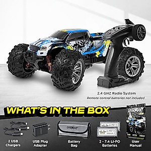 LAEGENDARY 1:10 Scale 4x4 Off-Road RC Truck - Hobby Grade Brushed Motor RC Car with 2 Batteries, Waterproof Fast Remote Control Car for Adults