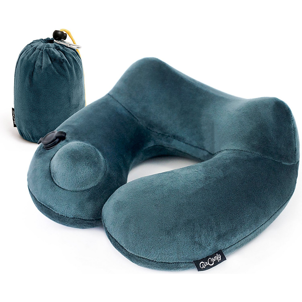 AirComfy Daydreamer Travel Neck Pillow - Self-Inflatable Pillow with Luxuriously Soft Washable Cover and Packsack - Compact and Lightweight Support for Sleeping and Traveling in Airplanes