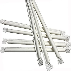 Perfectware Clear Giant 8 Wrapped 8" Plastic Milkshake Straws-600 Count Clear Wrapped Drinking Straws, 8 inch Length (Pack of 600), 8" Wrapped Plastic Milkshake Straws 3 Inches Wide. 7.5mm Thick.