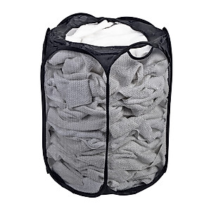 Deahun Mainstays Hexagon Pop Up Hamper - Black Mesh - Garage and Home Organizer - Laundry