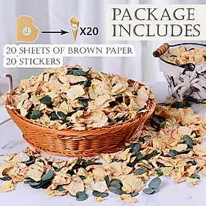 Oning 2 QT Mix Dried Bio Flower Rose Petals Confetti, 20+ Cups of Ivory White Roses & Eucalyptus Leaves, Real Petals for Wedding Parties Romantic Gifts, Flower Girl Bridal