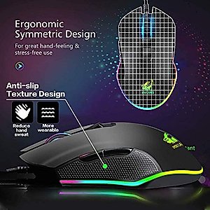 One Hand Gaming Keyboard and Mouse Combo, Wired 39 Keys Mechanical Feel Rainbow Backlit Keyboard+RGB Gaming Mouse+G6L LED Backlit Converter for Nintendo Switch/Xbox One/Xbox 360/PS4/PS3 /PC (Black)