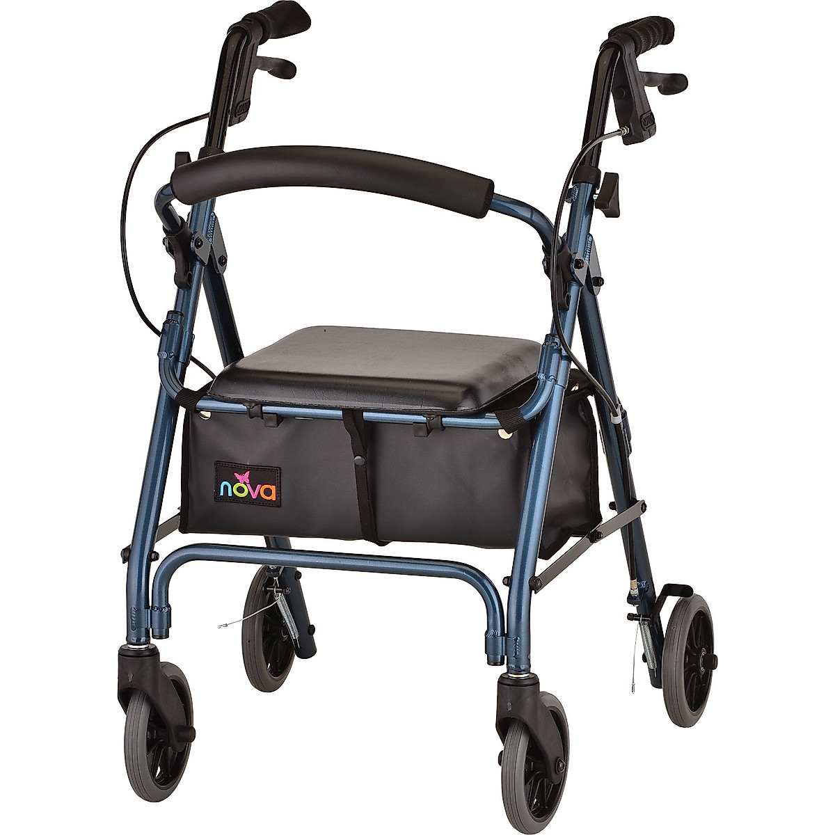 NOVA Medical Products GetGo Petite Rollator Walker for Height 4’0” - 5”4”, Blue, 1 Count