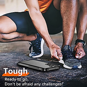 Temdan Heavy Shockproof for Samsung Galaxy S22 Case, with 2 Pack [Tempered Glass Screen Protector + Camera Lens Protector] [12 FT Military Grade Drop-Proof] Rugged Full-Body Protection,Black