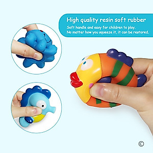 Bathtub Toys Floating Bath Toys(6PCS) with Storage Net,Baby Soft Bath Time Boat Toys,Bathtub Learning Water Toys and Bathtub Toys for Toddlers-Fish,Starfish,Sea Horses