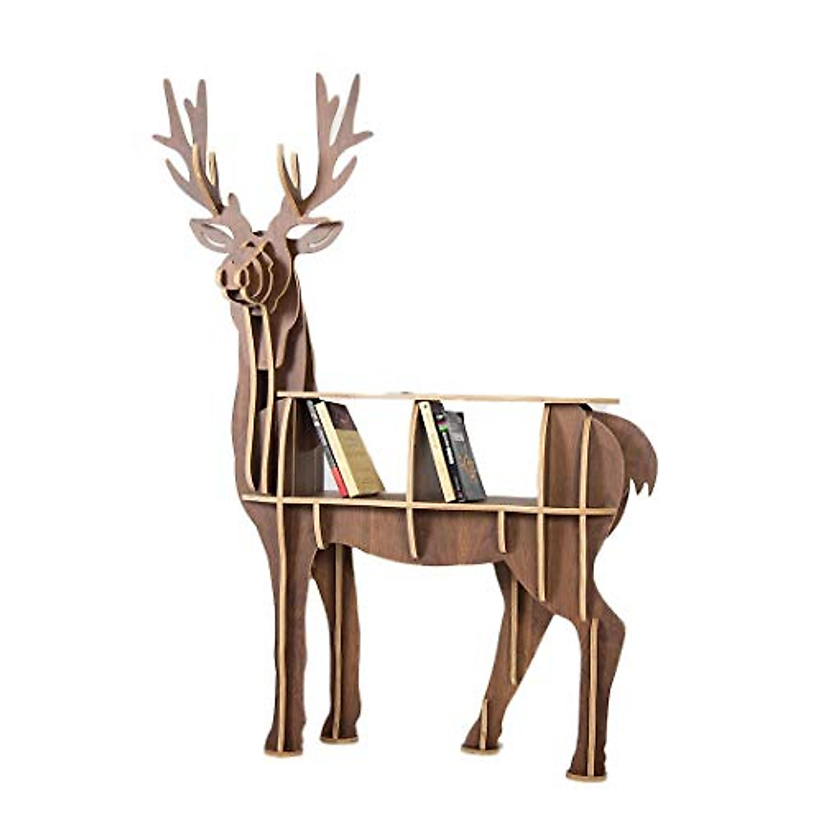 ROLTIN Storage Shelf DVD Bookcase Storage Rack Bookshelf Animal Shelf Male Deer Shape Flower Stand Model Room Coffee Table Clothing Store Landing Decoration (Size : 108 * 52 * 1