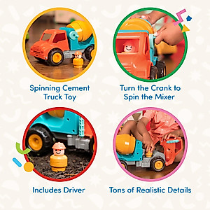 Battat – Spinning Cement Truck – Classic Toddler Trucks – Kids Construction Toys- Soft Rubber Wheels – Cement Mixer- 18 Months +