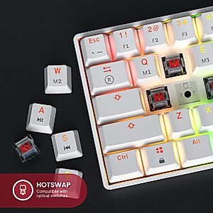 GK61 Mechanical Gaming Keyboard - 61 Keys Multi Color RGB Illuminated LED Backlit Wired Programmable for PC/Mac Gamer (Gateron Optical Yellow, White)