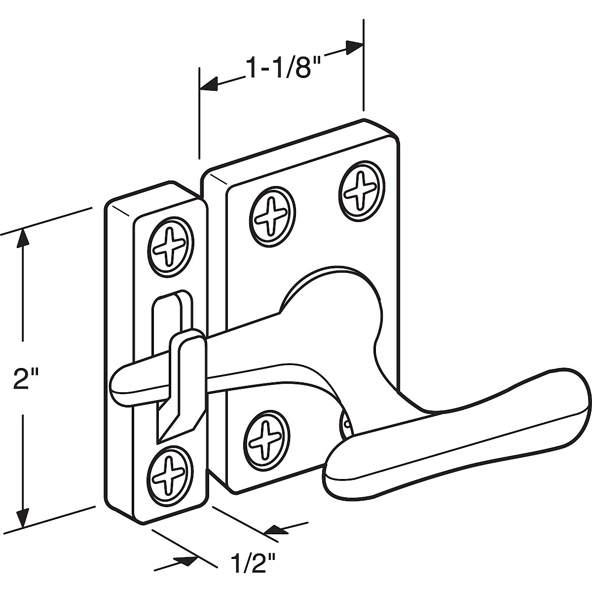Prime-Line U 9936 Diecast with White Finish, Casement Window Sash Lock (Single Pack) (Pack of 2)
