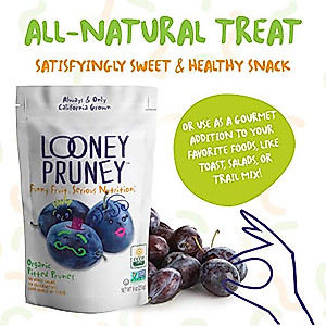 Looney Pruney Organic Pitted Dried Prunes for the Entire Family | Always California-Grown | Kosher | No Added Sugar & No Preservatives (6 pack)