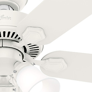 Hunter Fan 52 Inch White Indoor Ceiling Fan with LED Light Kit and Pull Chain for Living Room, Bedroom, Basement, Kitchen, Office (Renewed)