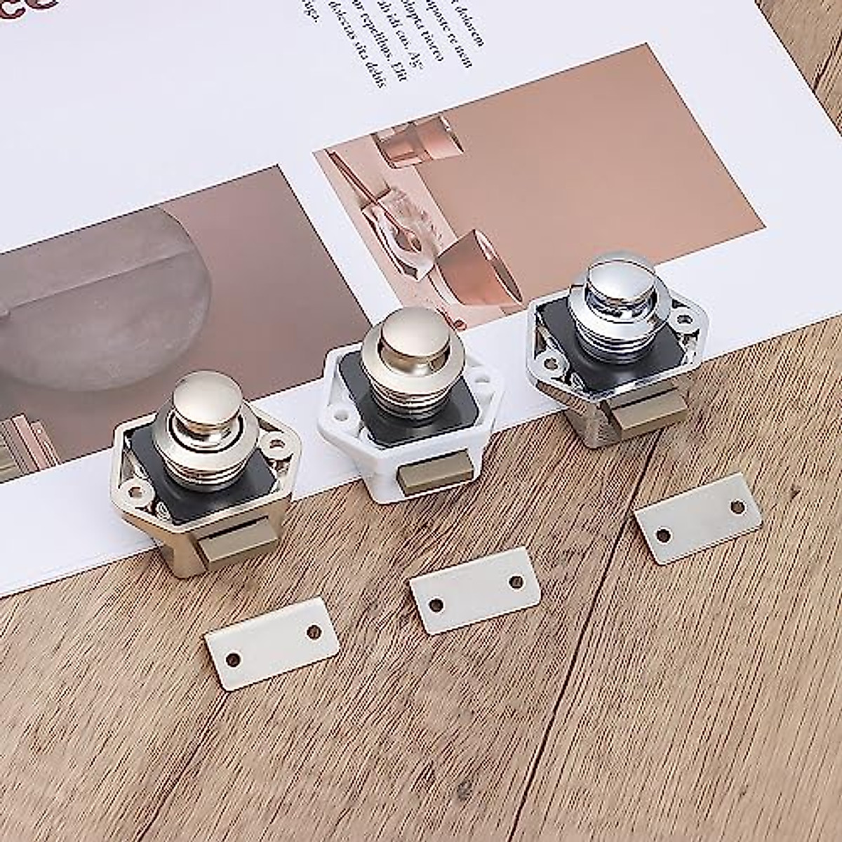 Durable Home Gadget Zinc Alloy Furniture Hardware Push Button Latch Cabinet Door Catch Cabinet Lock Car Push Lock - (Color: gold)