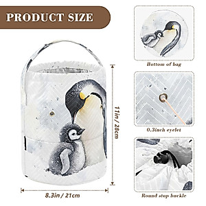 PYBUG Penguin Yarn Storage Tote with Knitting Accessories Pockets Portable Large Capacity Travel Knitting Bag Crochet Organizer for Crocheting